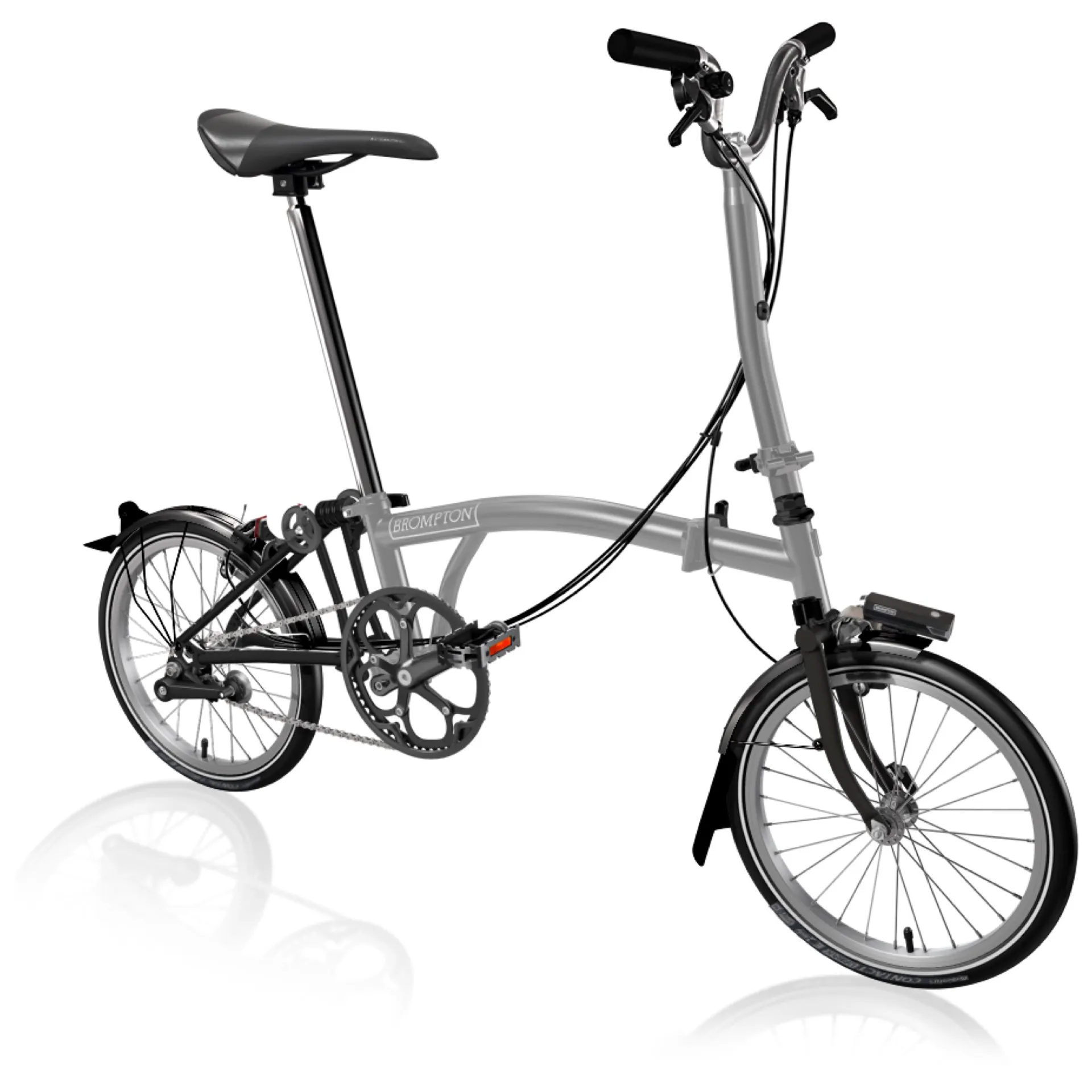 Brompton P-Line High Bar 4 Speed H4L in Storm Grey with Upgrades
