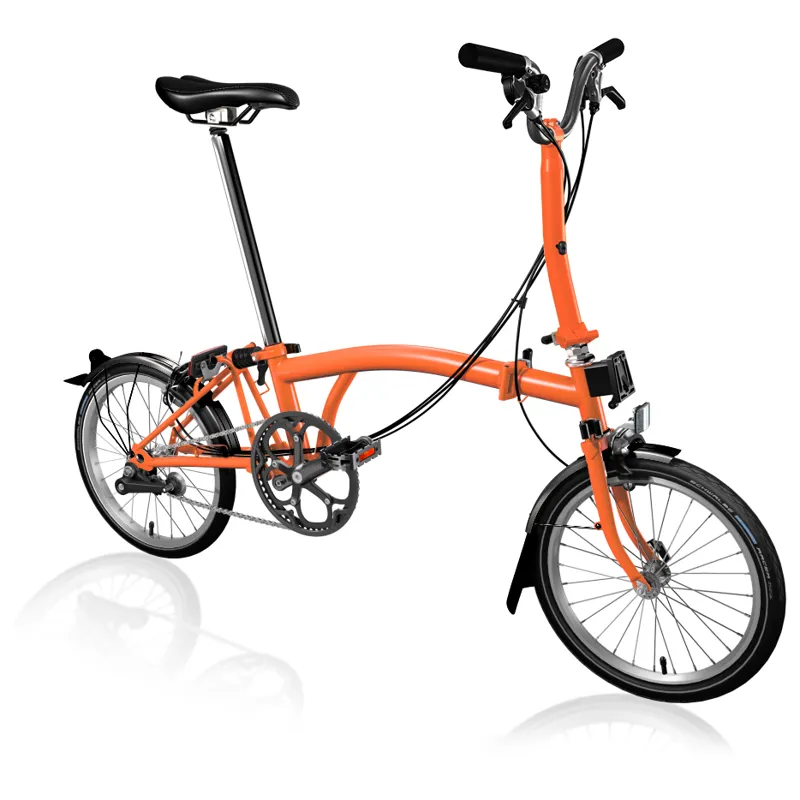 Brompton C-Line Explore 6 Speed M6L with Mid Bar in Fire Coral