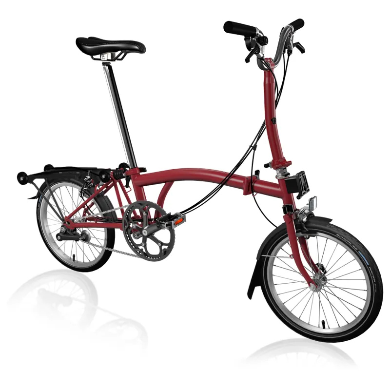 Brompton C-Line Explore M6R with Mid Bar and Rack in House Red