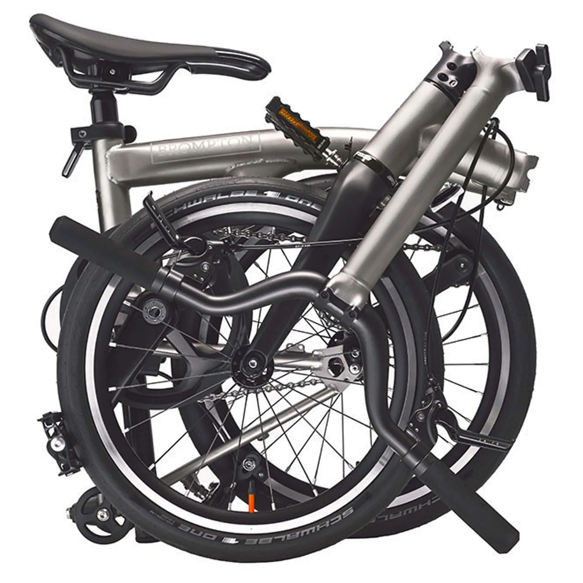 Brompton T-Line Mid Bar Urban 4 Speed M4L Titanium Folding Bike