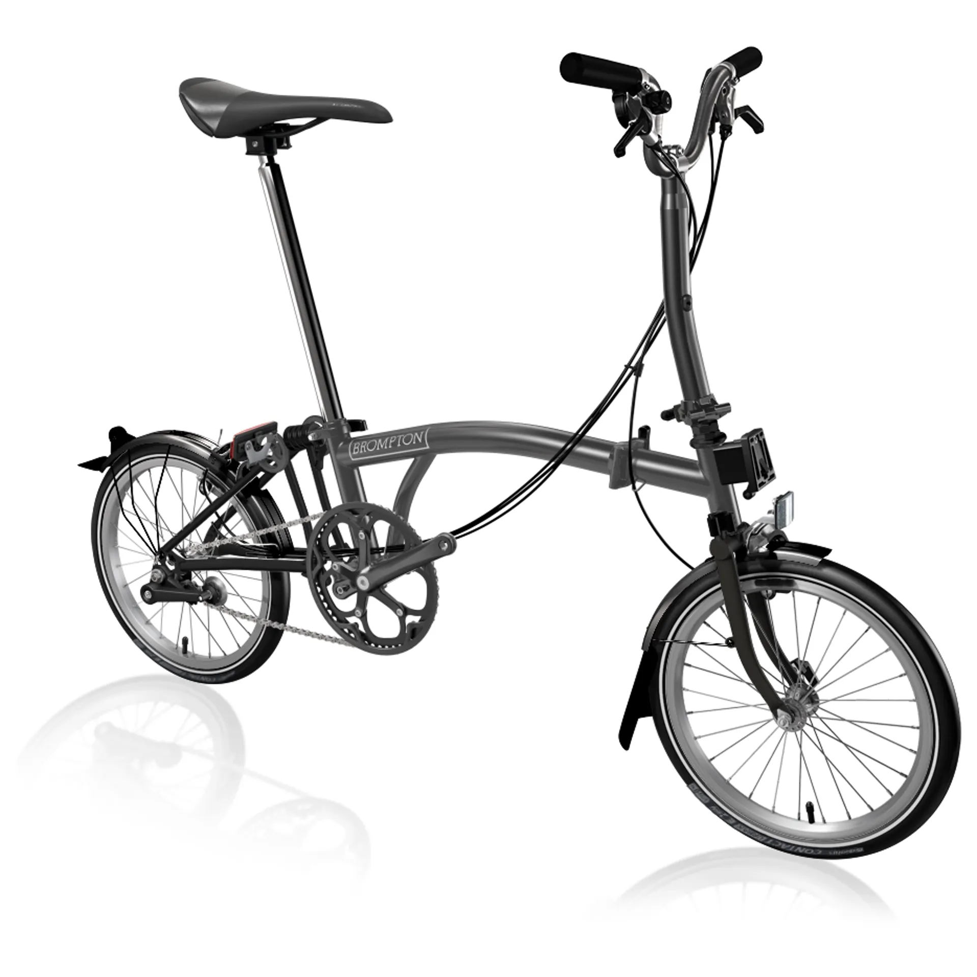 Brompton P-Line Mid Bar 4Speed with Rack in Midnight Black Metallic