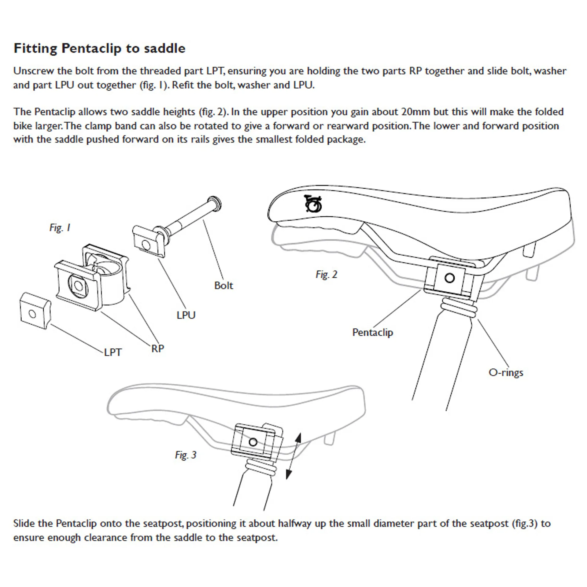 Brompton Pentaclip Saddle Mount in Black