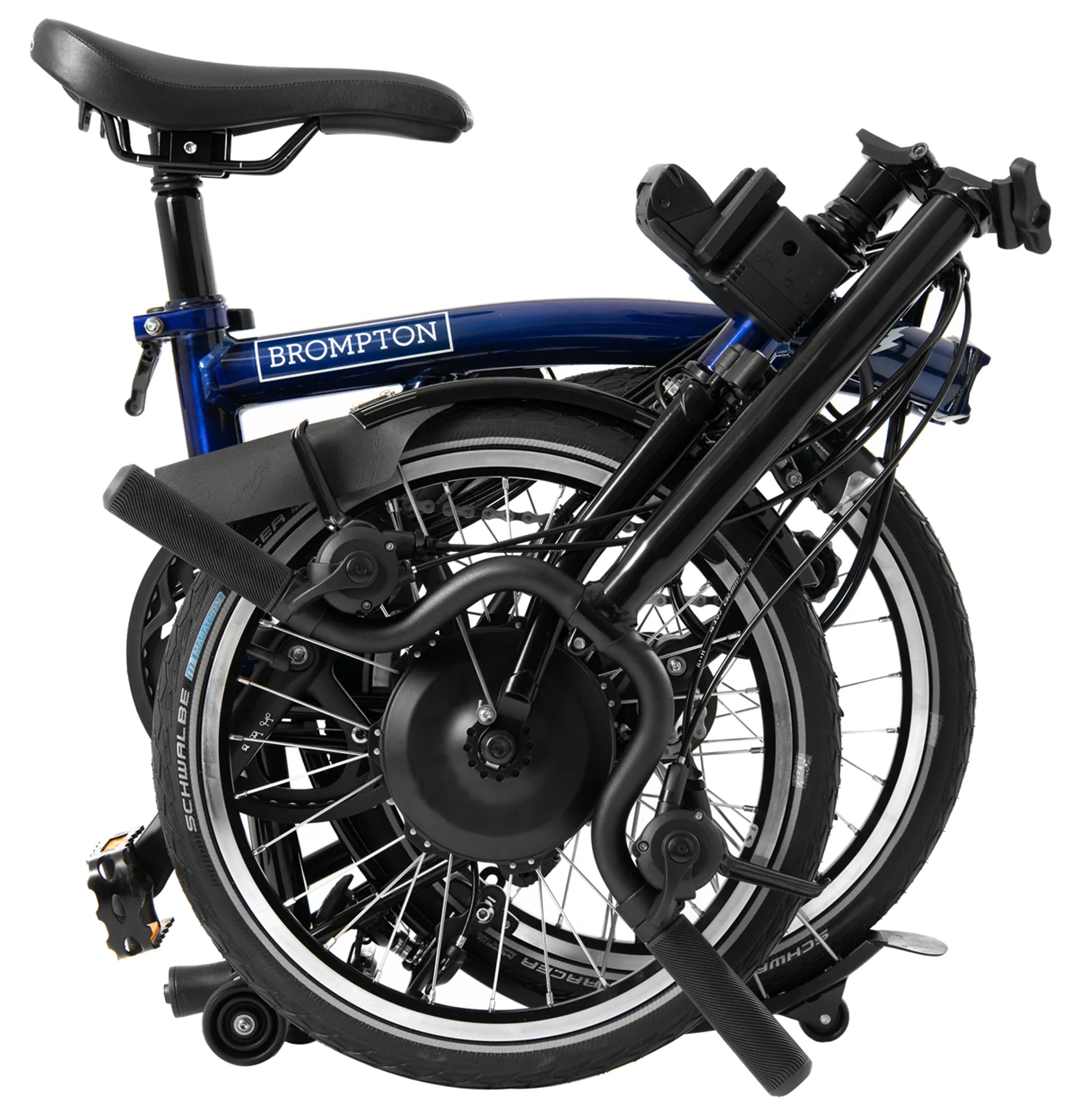 Brompton H6L Folding Electric Bike Blue Bolt Lacquer